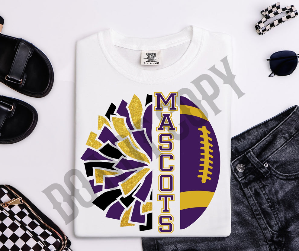 Custom mascot Pom football – Rough Cut DTF by Jolly Cow Shop