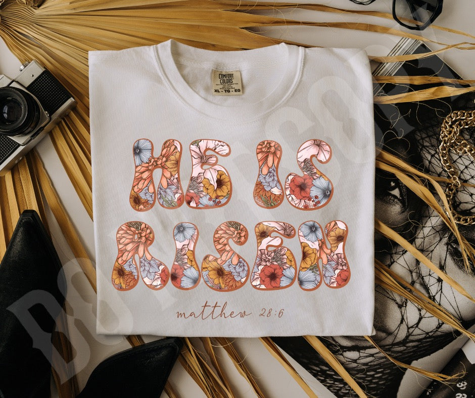 He Is Risen Floral – Rough Cut DTF by Jolly Cow Shop